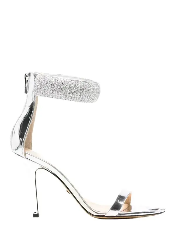 Mach & Mach Tone Crystal Embellished Stiletto Sandals - Silver