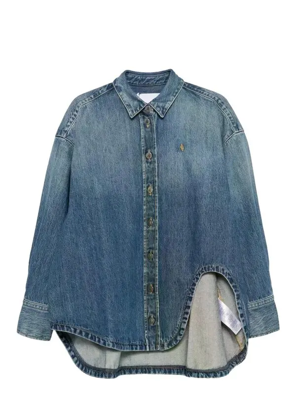 Attico Denim Shirt With Asymmetric Hem - Blue