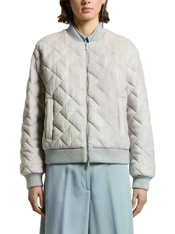 Peserico Quilted Corduroy Bomber Jacket - Neutrals