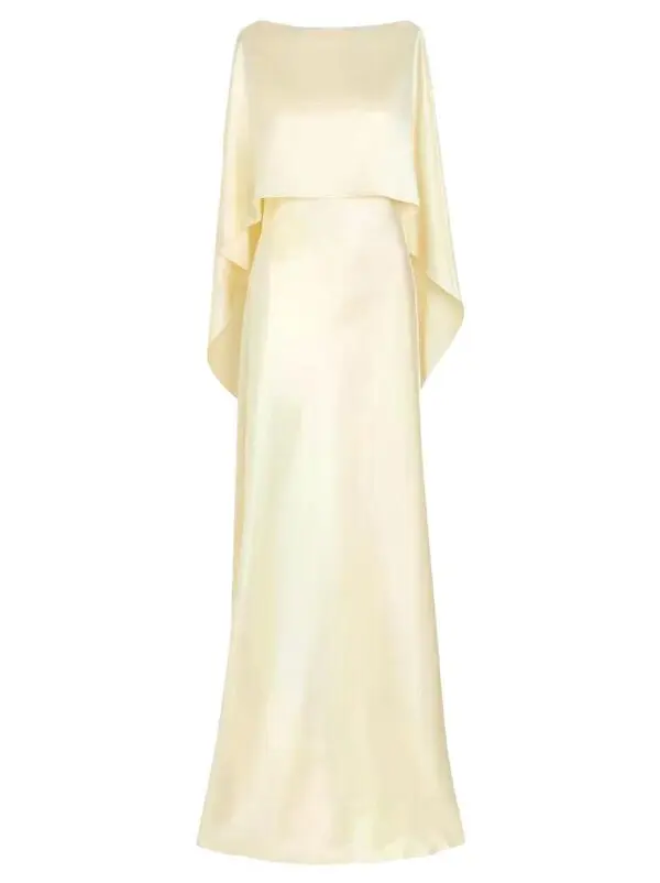 HEIRLOME Cape Effect Satin Maxi Gown - White