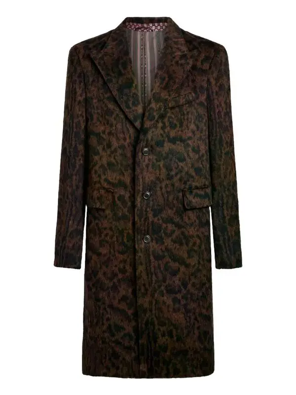 Etro Jacquard Animal Motif Coat - Brown