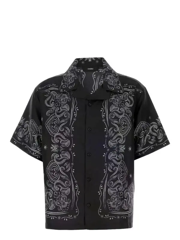 Amiri Bandana Paint Oversized Bowling Shirt - Black