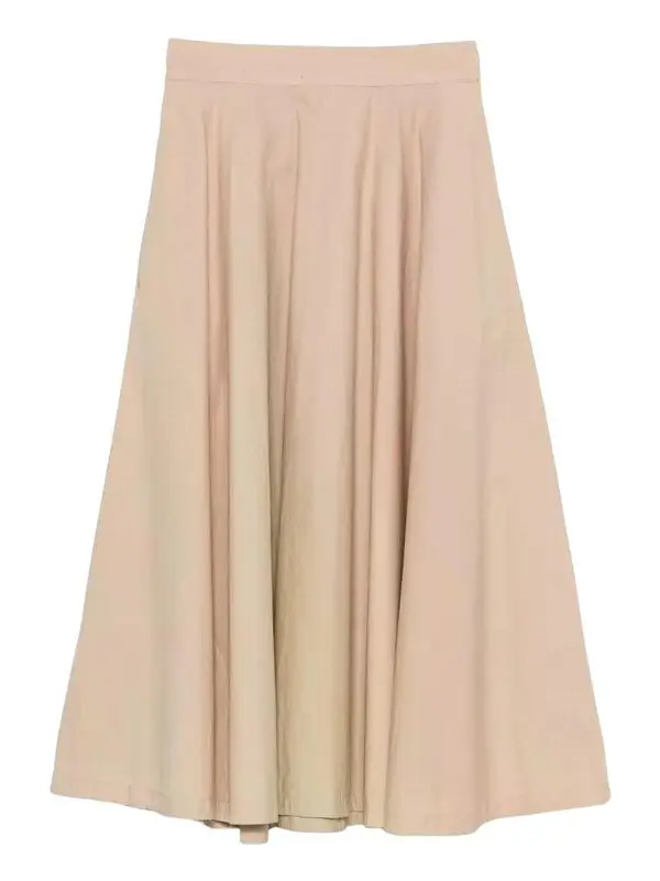 WHITE SAND Pleated Midi Skirt With Elasticated Waistband - Neutrals