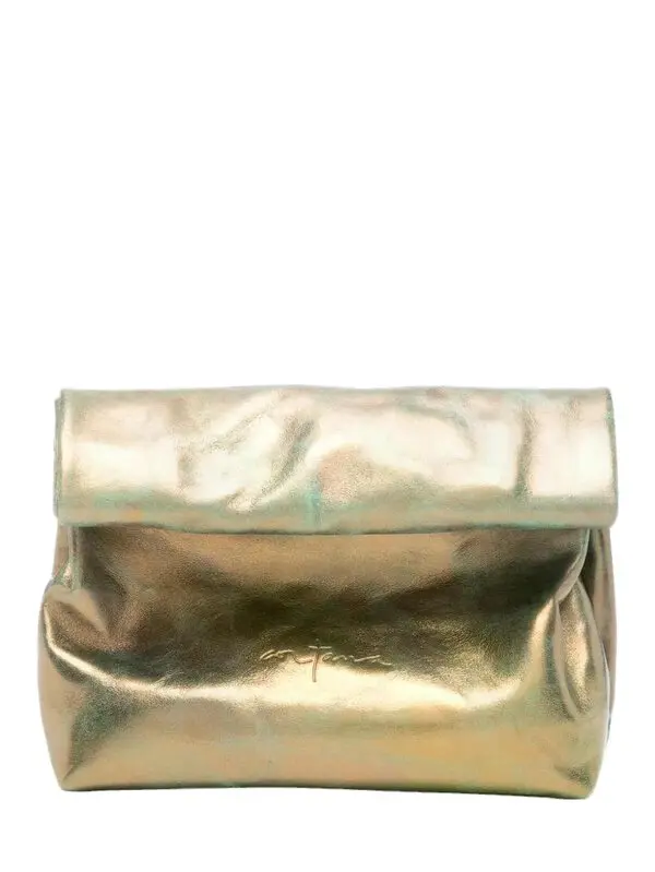 CORTANA Metallic Effect Foldover Clutch Bag - Gold