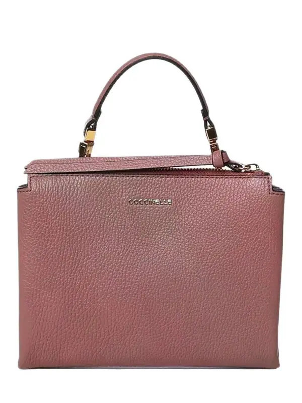 COCCINELLE Grained Leather Tote Bag With Gold-tone Hardware - Pink