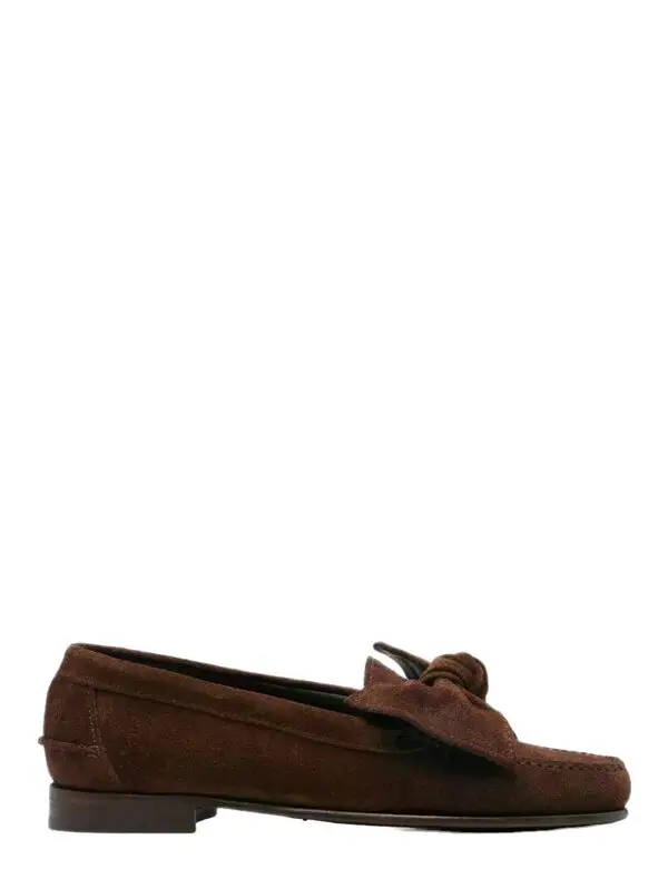 Hereu Bow Detail Suede Loafers - Brown
