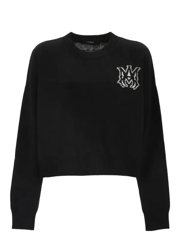 Amiri Logo Embroidered Merino Wool Sweater - Black