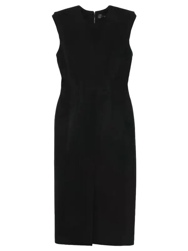 MUGLER Padded Shoulder Midi Dress - Black