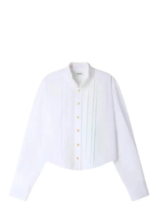 Sandro Pintucked Ruffled Collar Shirt - White