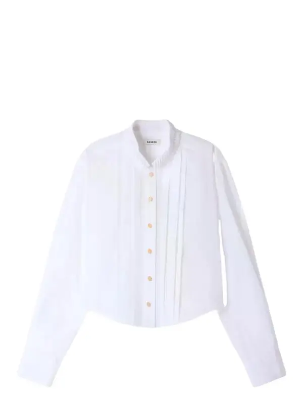 Sandro Pintucked Ruffled Collar Shirt - White