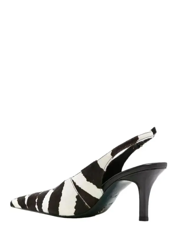 Patrizia Pepe Zebra-print Leather Slingback Pumps - Black