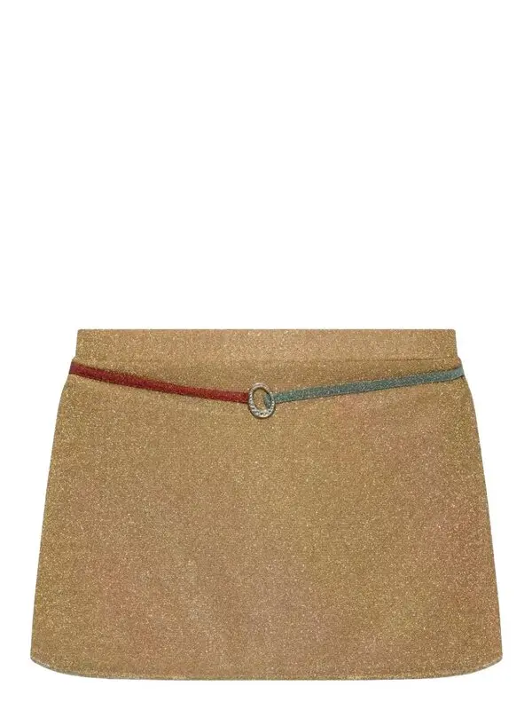Oseree Lurex-detail Belted Mini Skirt - Gold