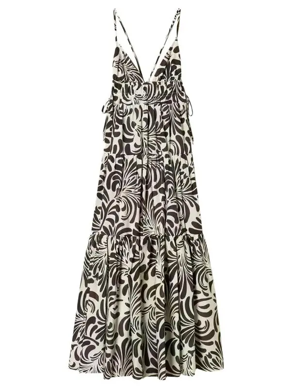 TWINSET Abstract Print Tiered Maxi Dress - White