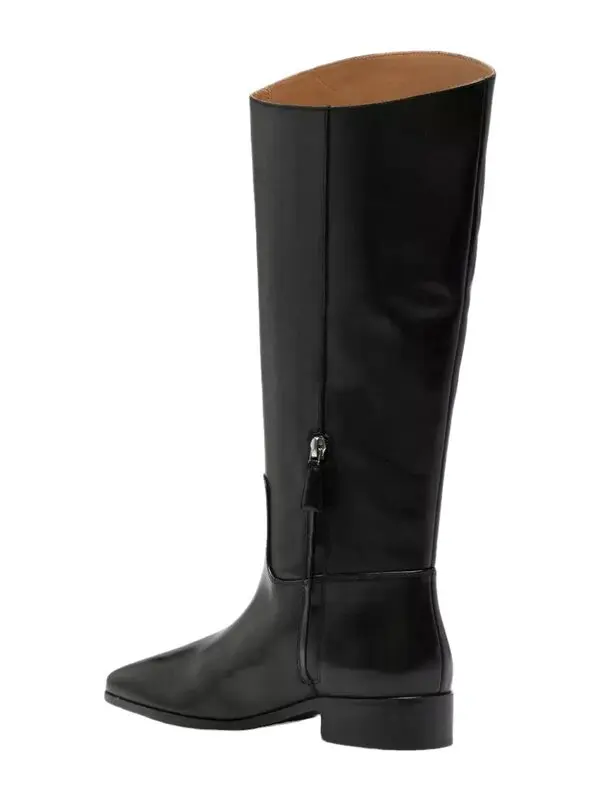 Patrizia Pepe Logo Plaque Square-toe Boots - Black