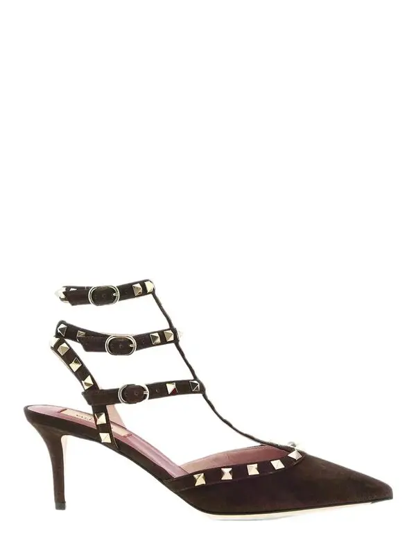 Valentino Garavani Rockstud Embellished Suede Pumps - Brown