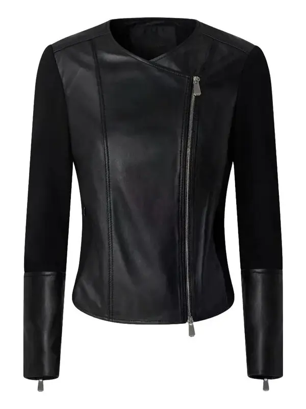 Pinko Leather Panelled Zipped Jacket - Black