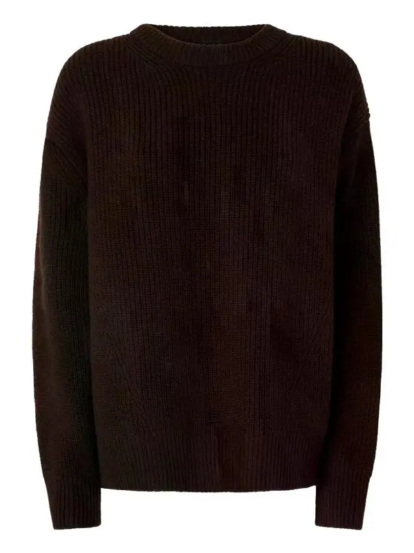 Pinko Ribbed Wool Crew Neck Sweater - Brown