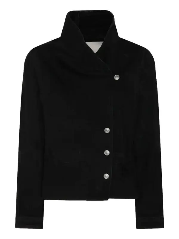 MARANT ETOILE Asymmetrical Denim Jacket With High Neck - Black