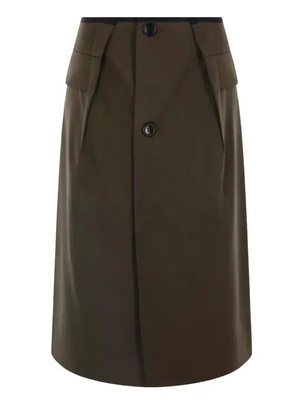 Ter Et Bantine Button-fastening Pleat-detail Midi Skirt - Green