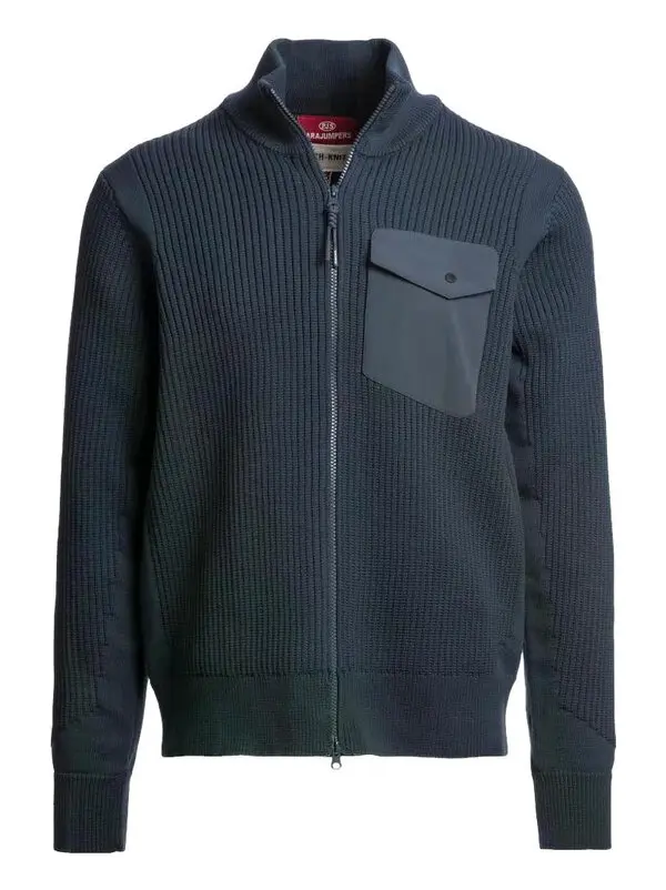 PARAJUMPERS Ribbed Cardigan With High Neck - Blue