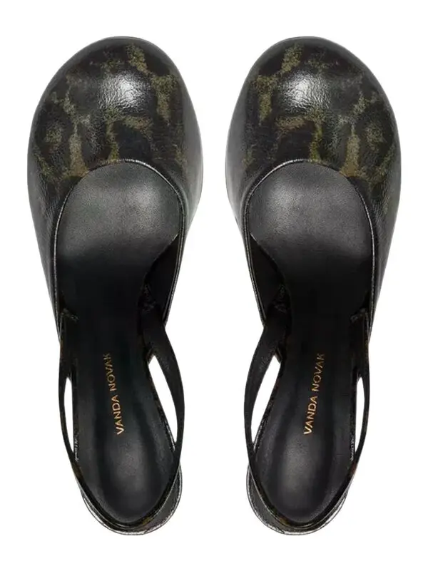 VANDA NOVAK Peggy Slingback Pumps With Leopard Print - Black