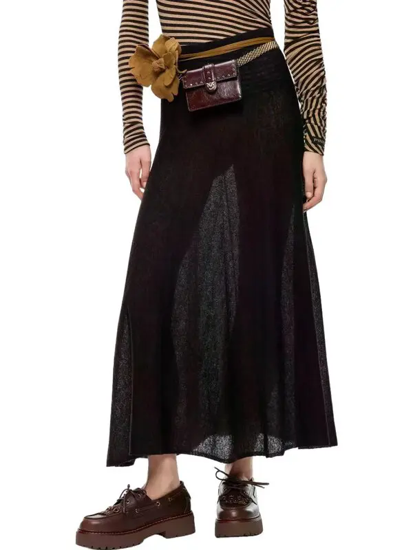 Pinko Knitted A-line Midi Skirt - Brown
