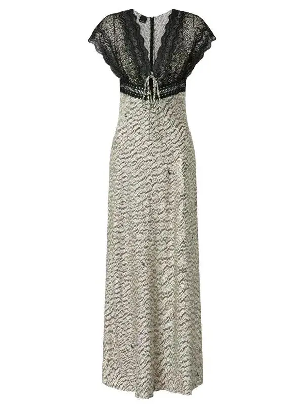 Pinko Lace-trimmed Polka-dot Maxi Dress - Neutrals