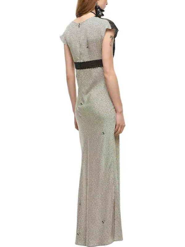 Pinko Lace-trimmed Polka-dot Maxi Dress - Neutrals