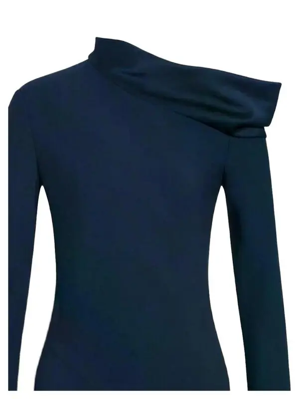 Alberta Ferretti Asymmetrical Neck Long Sleeve Dress - Blue