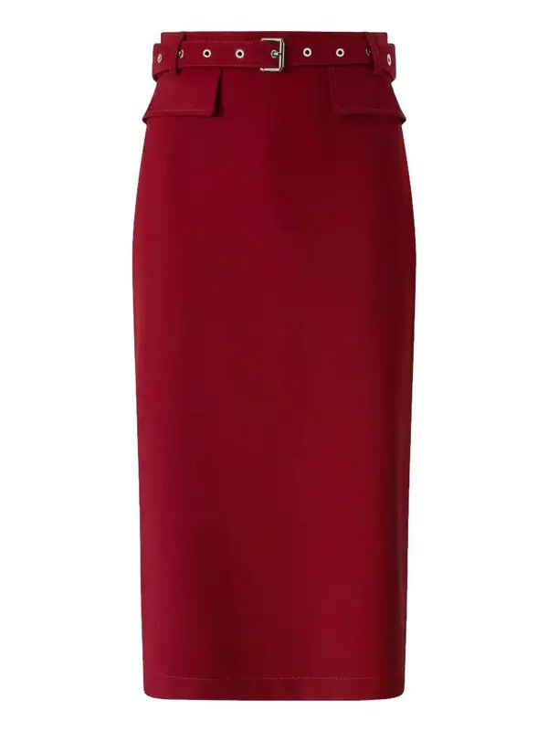 Pinko Belted Midi Skirt With Slit Detail - Red