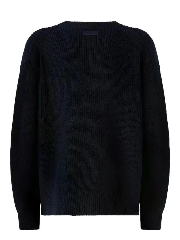 Pinko Ribbed Knit Crew Neck Long Sleeve Sweater - Blue