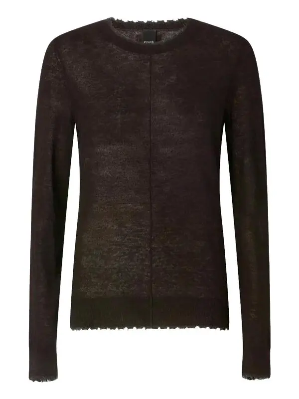 Pinko Distressed Semi-sheer Crewneck Top - Brown