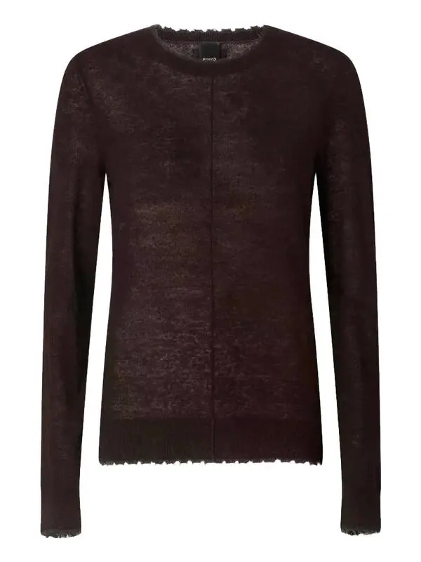 Pinko Distressed Semi-sheer Crewneck Top - Brown