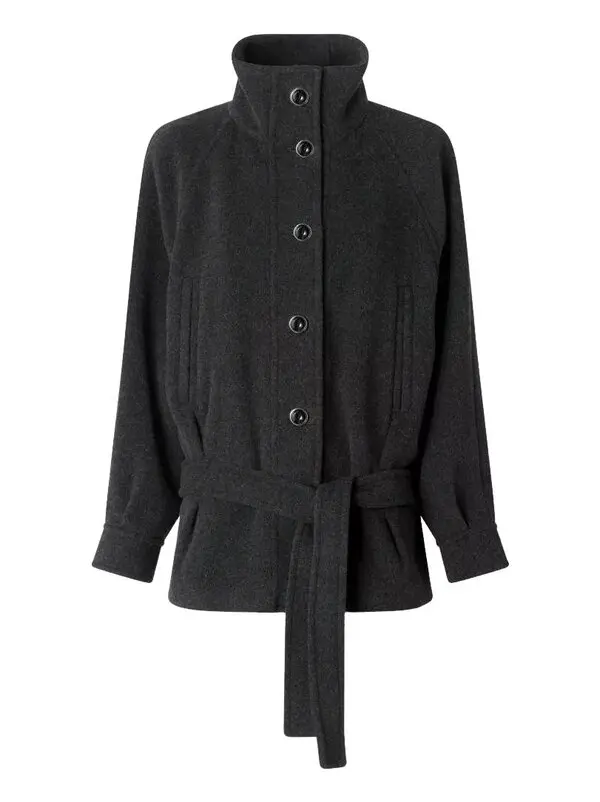 Pinko Belted Funnel-neck Coat - Grey