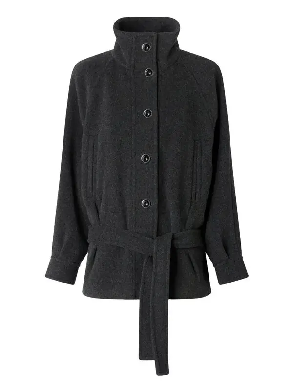 Pinko Belted Funnel-neck Coat - Grey