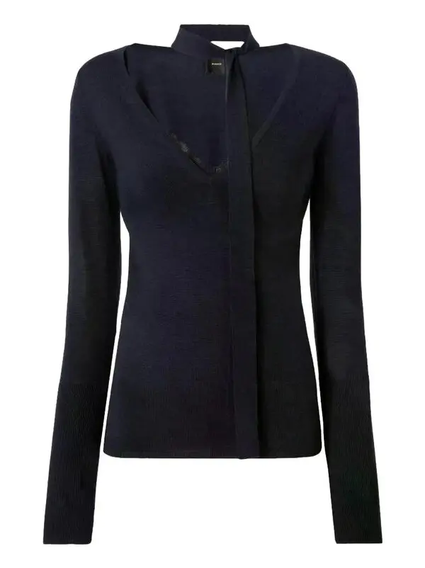 Pinko Lace-trim Tie-neck Sweater - Blue