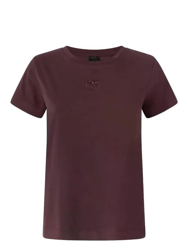 Pinko Love Birds Embroidered Cotton T-shirt - Red
