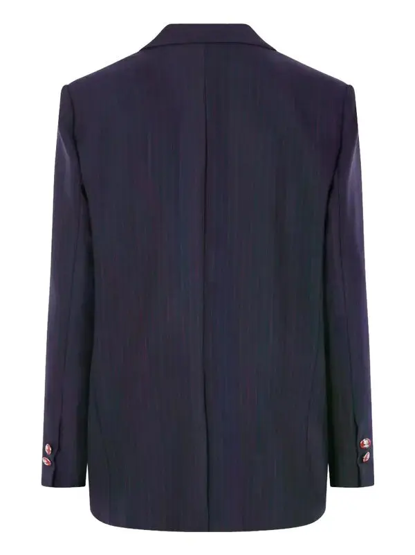 Elisabetta Franchi Pinstripe Logo Button Blazer - Blue