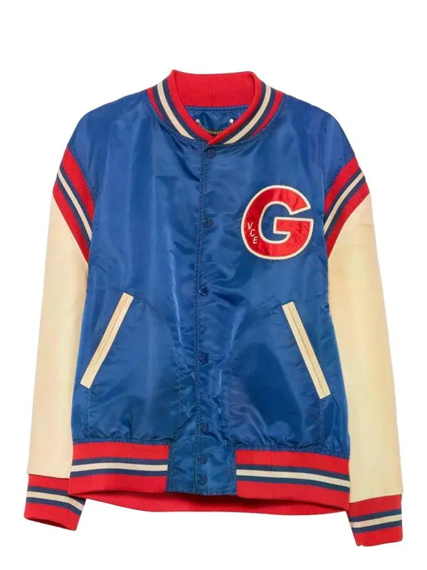 GOLDEN GOOSE Leather-sleeve Journey Bomber Jacket - Blue