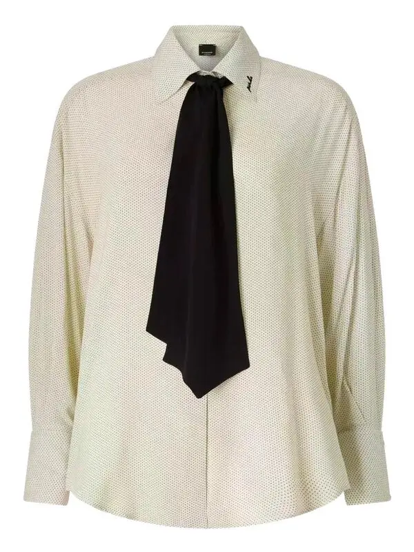 Pinko Polka-dot Tie-neck Shirt - Neutrals