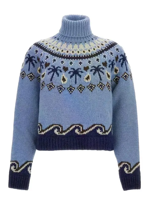 Alanui Fair Isle Roll-neck Sweater - Blue