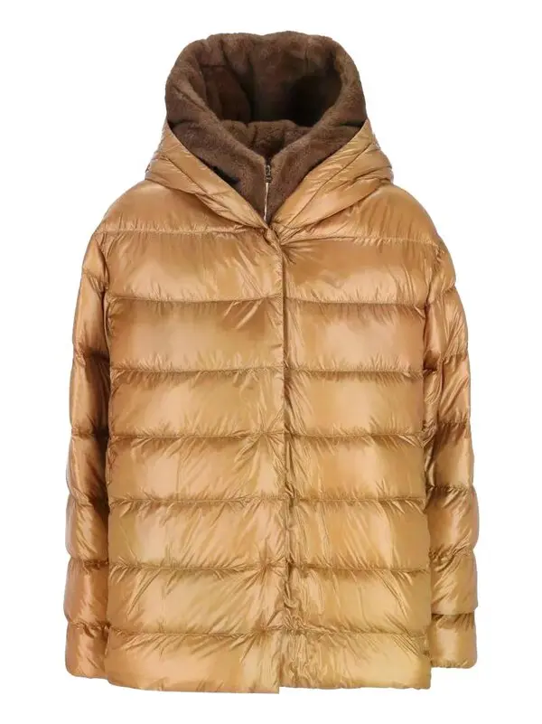 Herno Quilted Hooded Coat - Brown