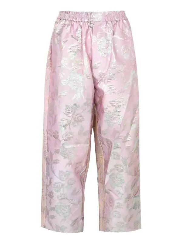 Biyan Floral Jacquard Straight-fit Trousers - Pink
