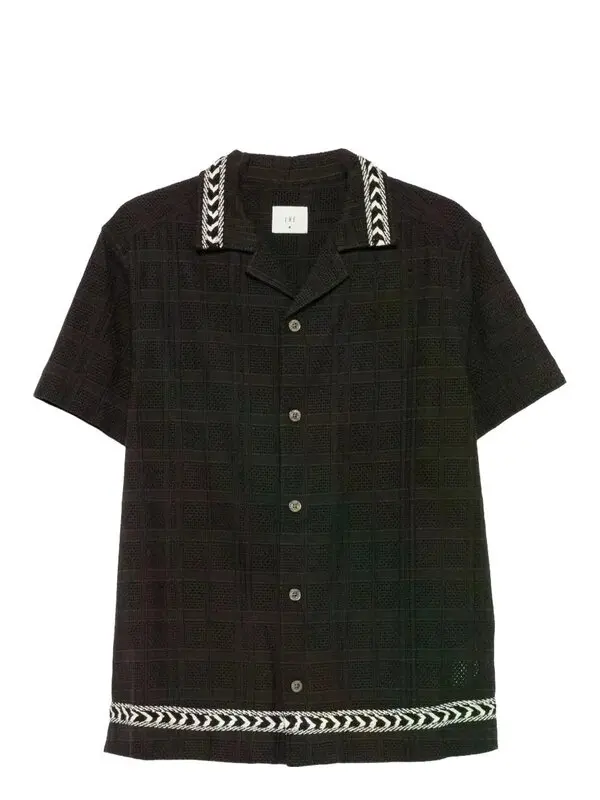 CHE Embroidered Check-pattern Shirt - Black