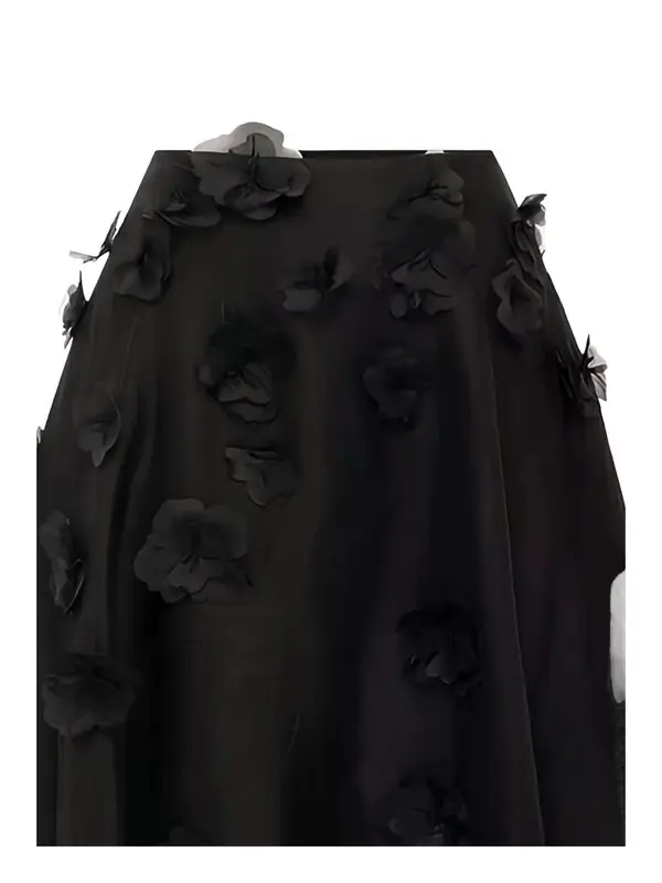 LEO LIN Leila Maxi Skirt With Petal Appliqu - Black
