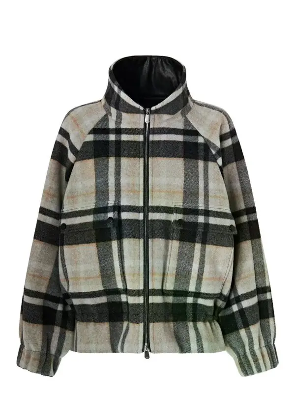 Pinko Check Pattern Zip-up Jacket - Neutrals