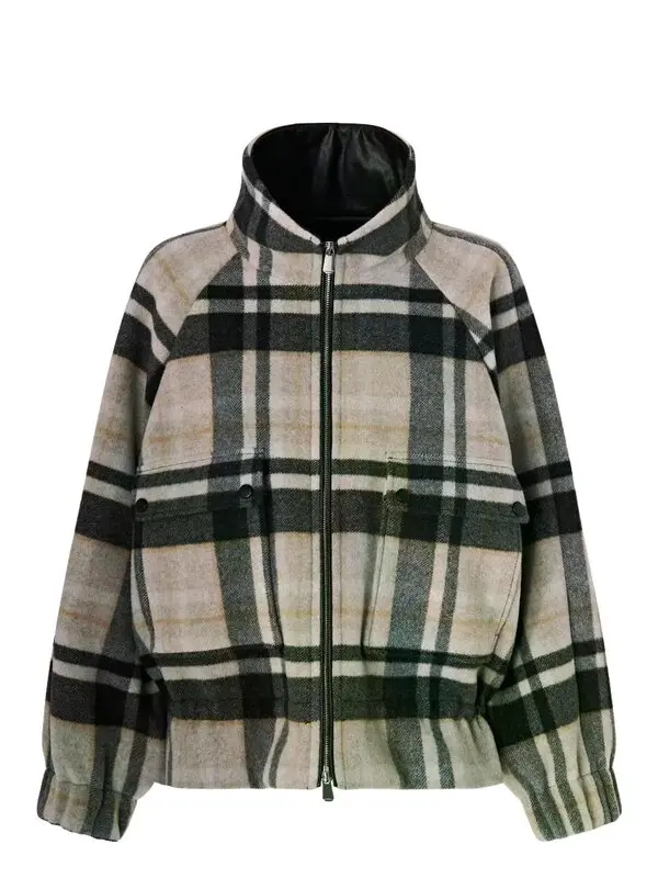 Pinko Borragine Checked Zip-fastening Jacket - Neutrals