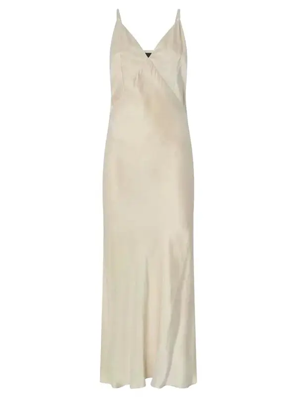 Pinko Satin Finish V-neck Slip Dress - Neutrals
