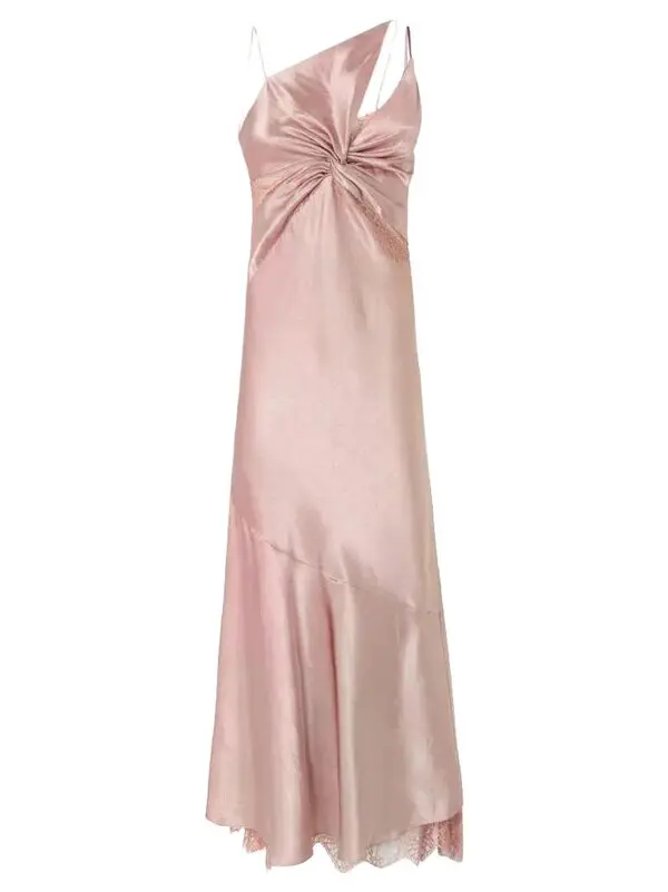 Pinko Lace-trimmed Twisted Detail Midi Dress - Pink