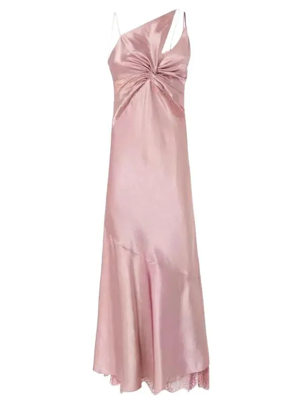 Pinko Lace-trimmed Twisted Detail Midi Dress - Pink